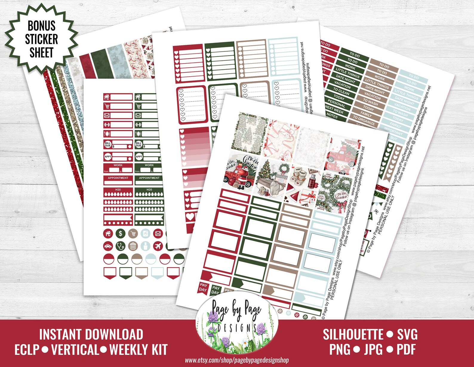 Christmas Planner Sticker Kit Erin Condren Vertical LP Instant Download ...