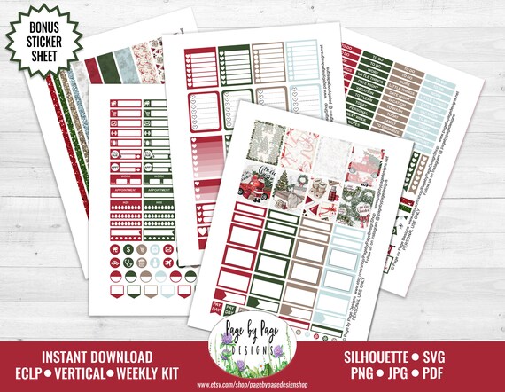 Christmas Planner Sticker Kit Erin Condren Vertical LP Instant | Etsy