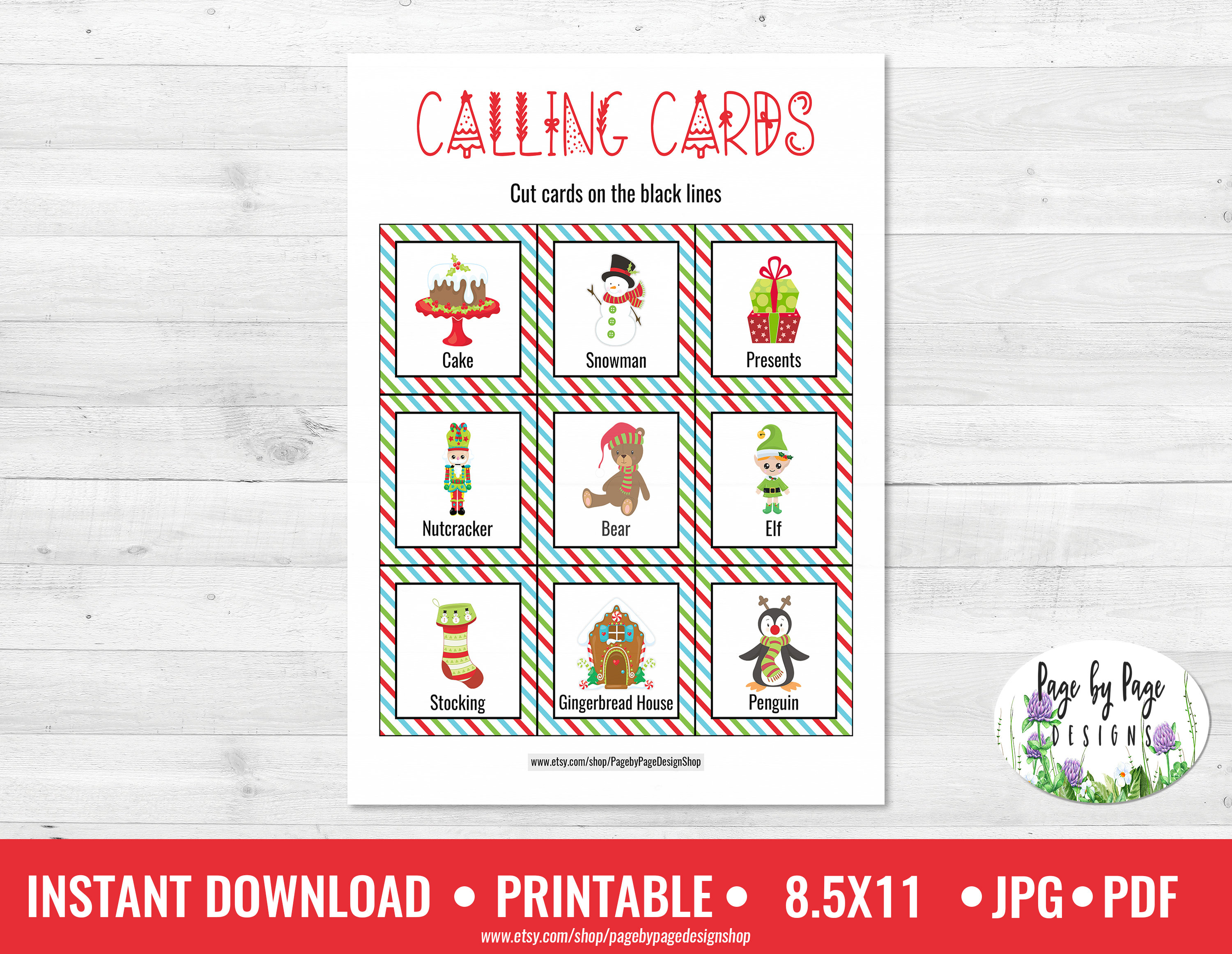 Christmas Bingo Game Printable Letter Size INSTANT DOWNLOAD - Etsy