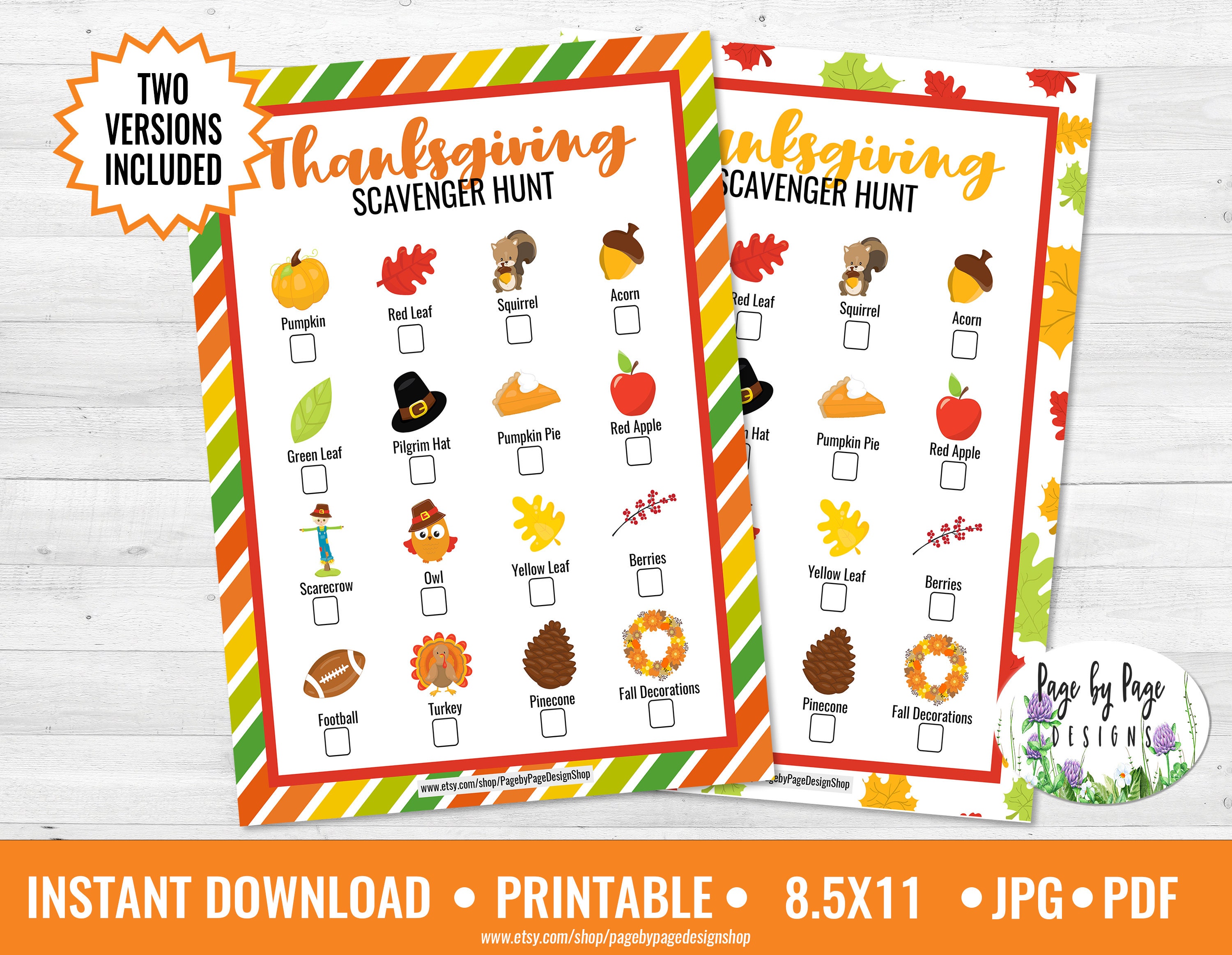 Thanksgiving Game Bundle Printable, Bingo, Scavenger Hunt, Crossword ...