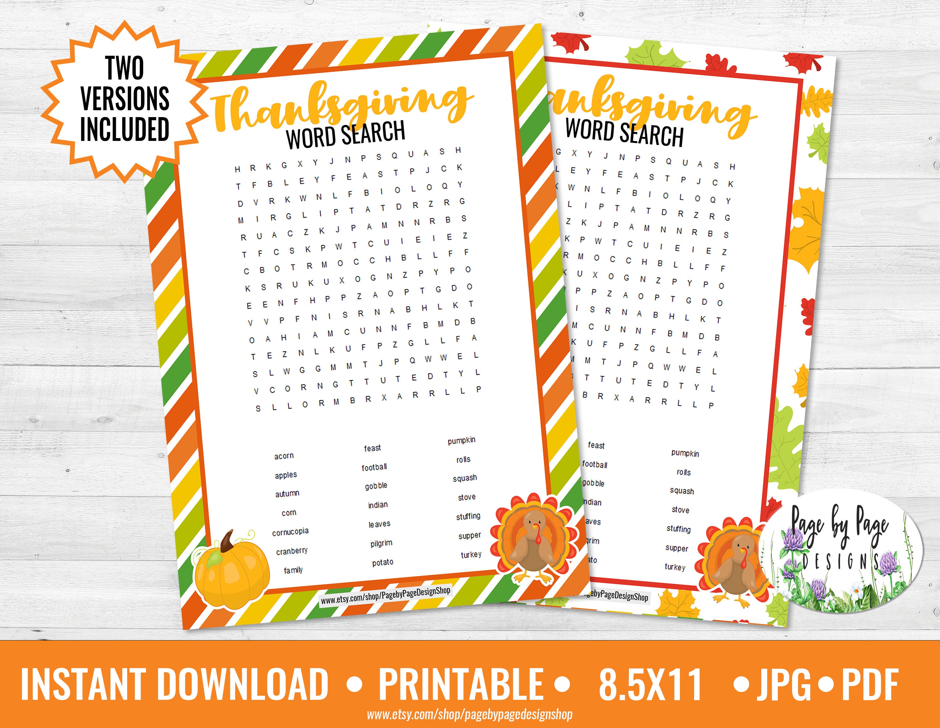 Thanksgiving Game Bundle Printable, Bingo, Scavenger Hunt, Crossword ...
