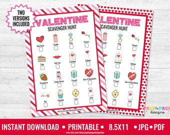 Valentine's Scavenger Hunt, Printable Game, Scavenger Hunt Cards ...