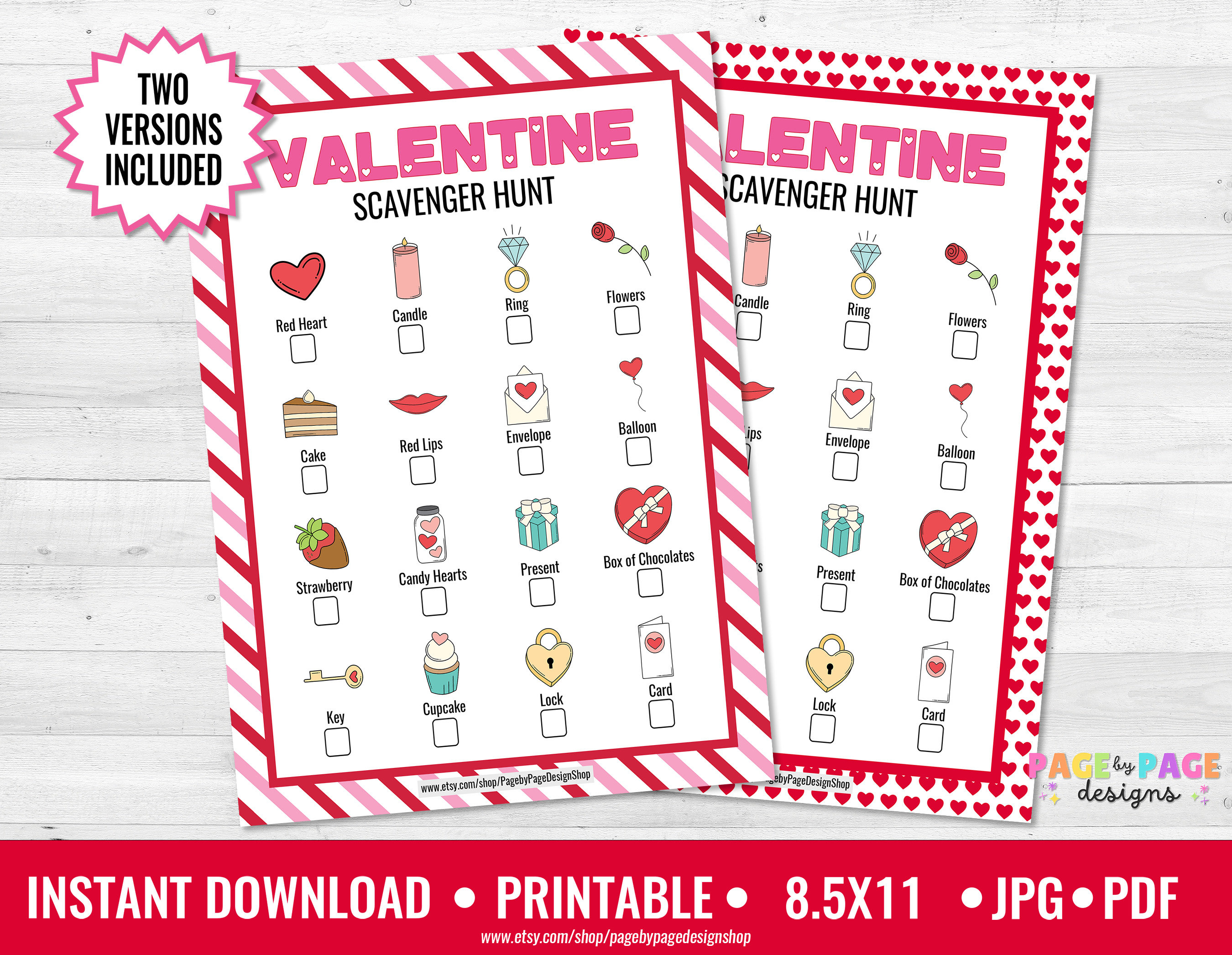 Valentine Day Scavenger Hunt Game Printable INSTANT DOWNLOAD - Etsy