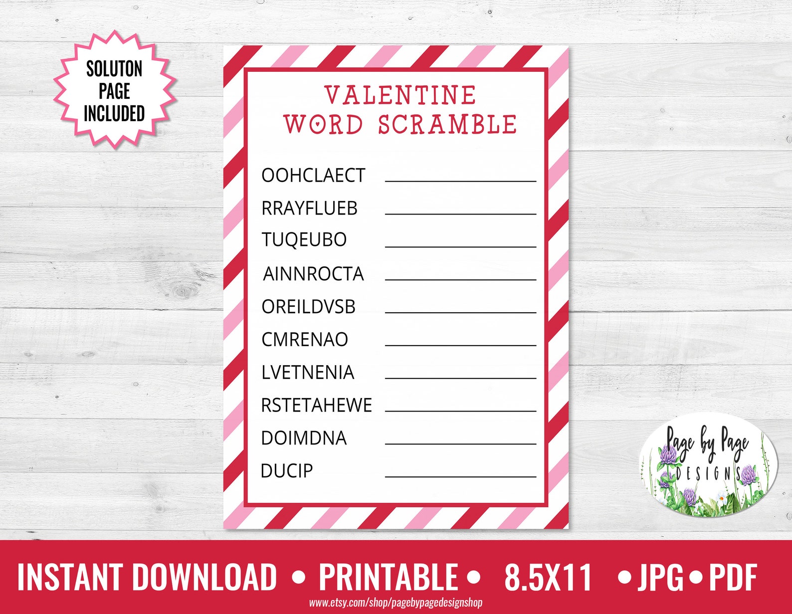 Valentine's Day Puzzles Crossword, Maze, Word Scramble, Wordsearch ...