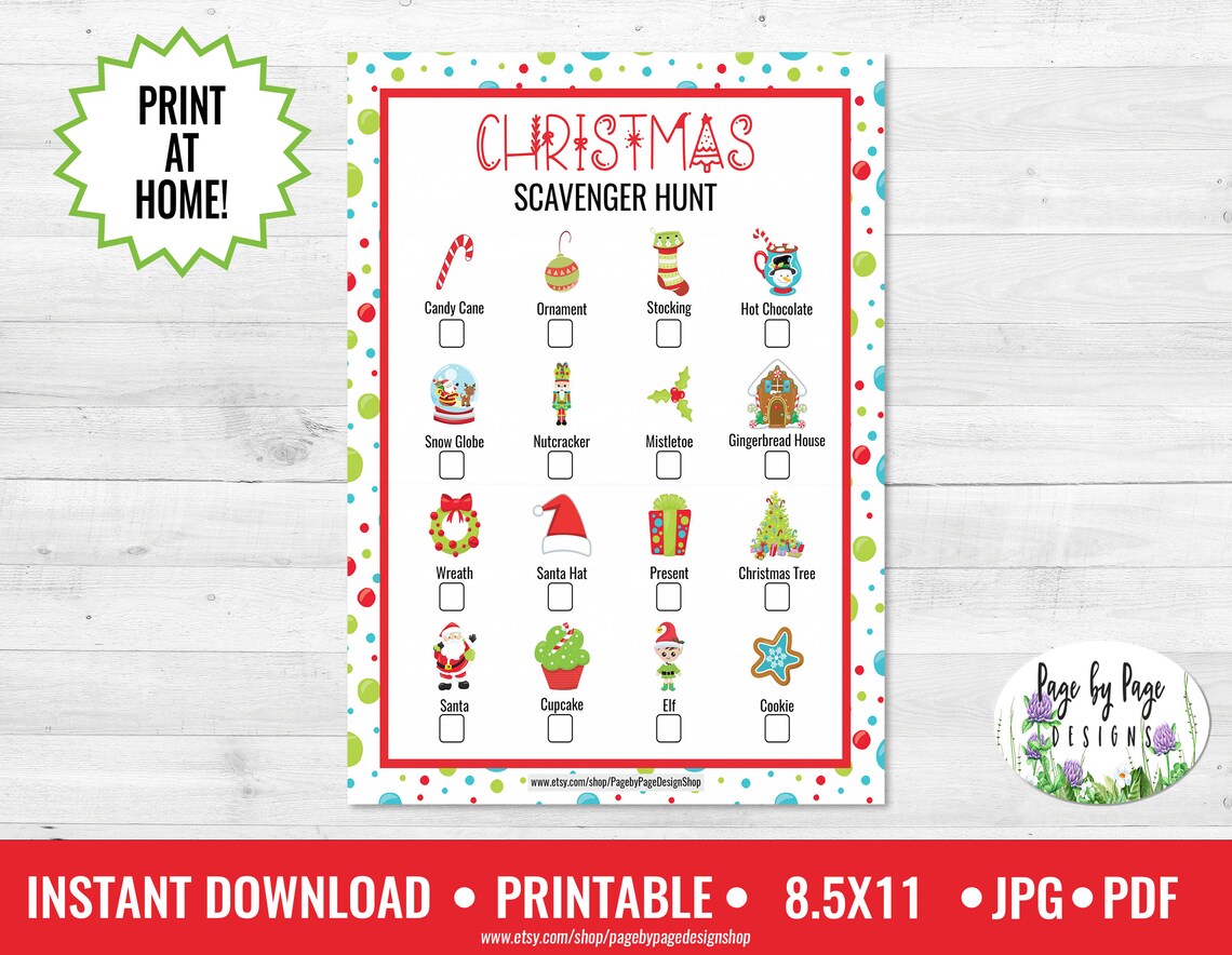 Christmas Scavenger Hunt Game Printable INSTANT DOWNLOAD - Etsy
