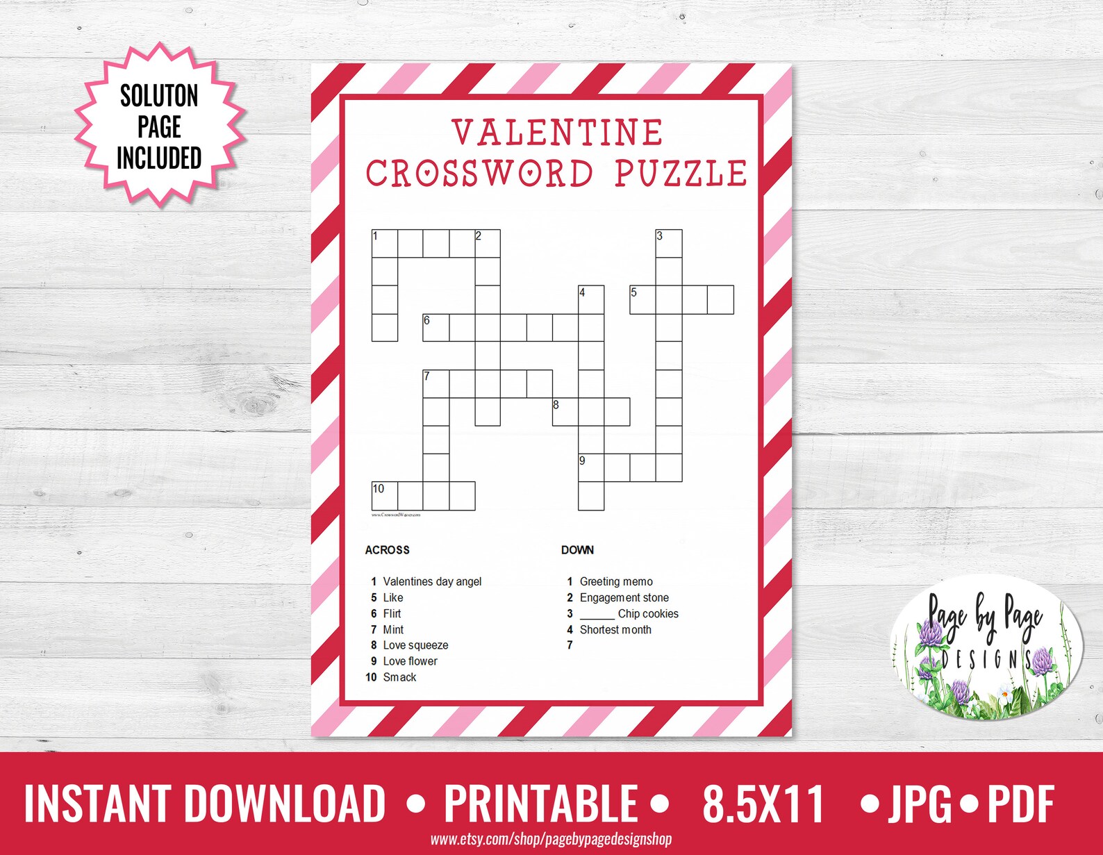 Rompecabezas del Día de San Valentín Crucigramas Laberinto - Etsy España