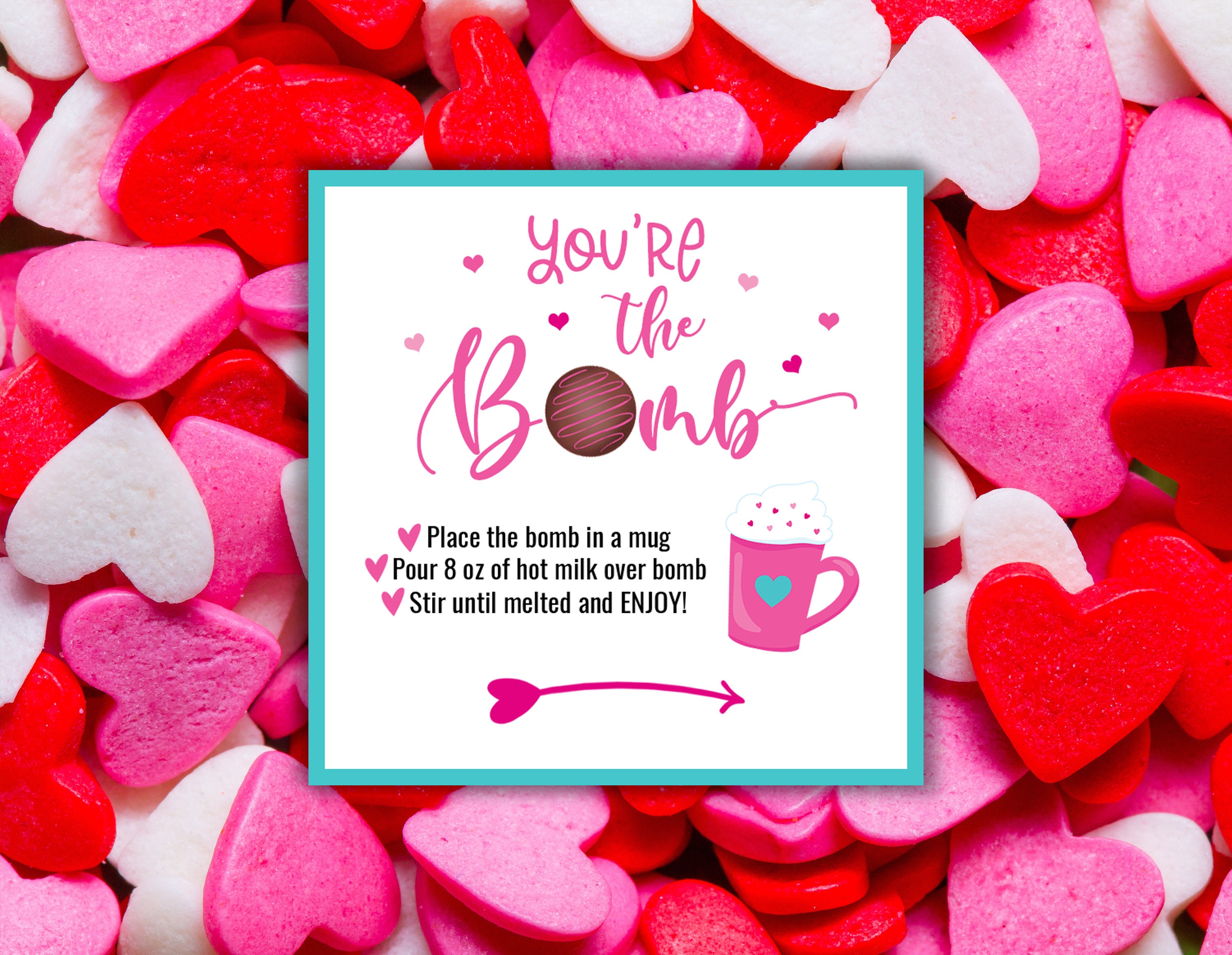 Hot Chocolate Bomb Printable Gift Tag Label Valentine's Day Gift Tag ...