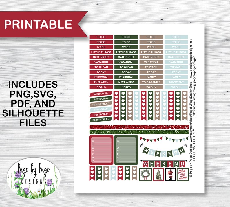Christmas Planner Sticker Kit Erin Condren Vertical LP Instant Download ...