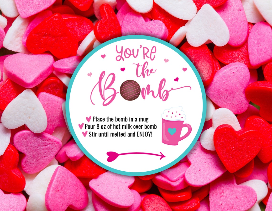 Hot Chocolate Bomb Printable Gift Tag Label Valentine's Day Gift Tag ...