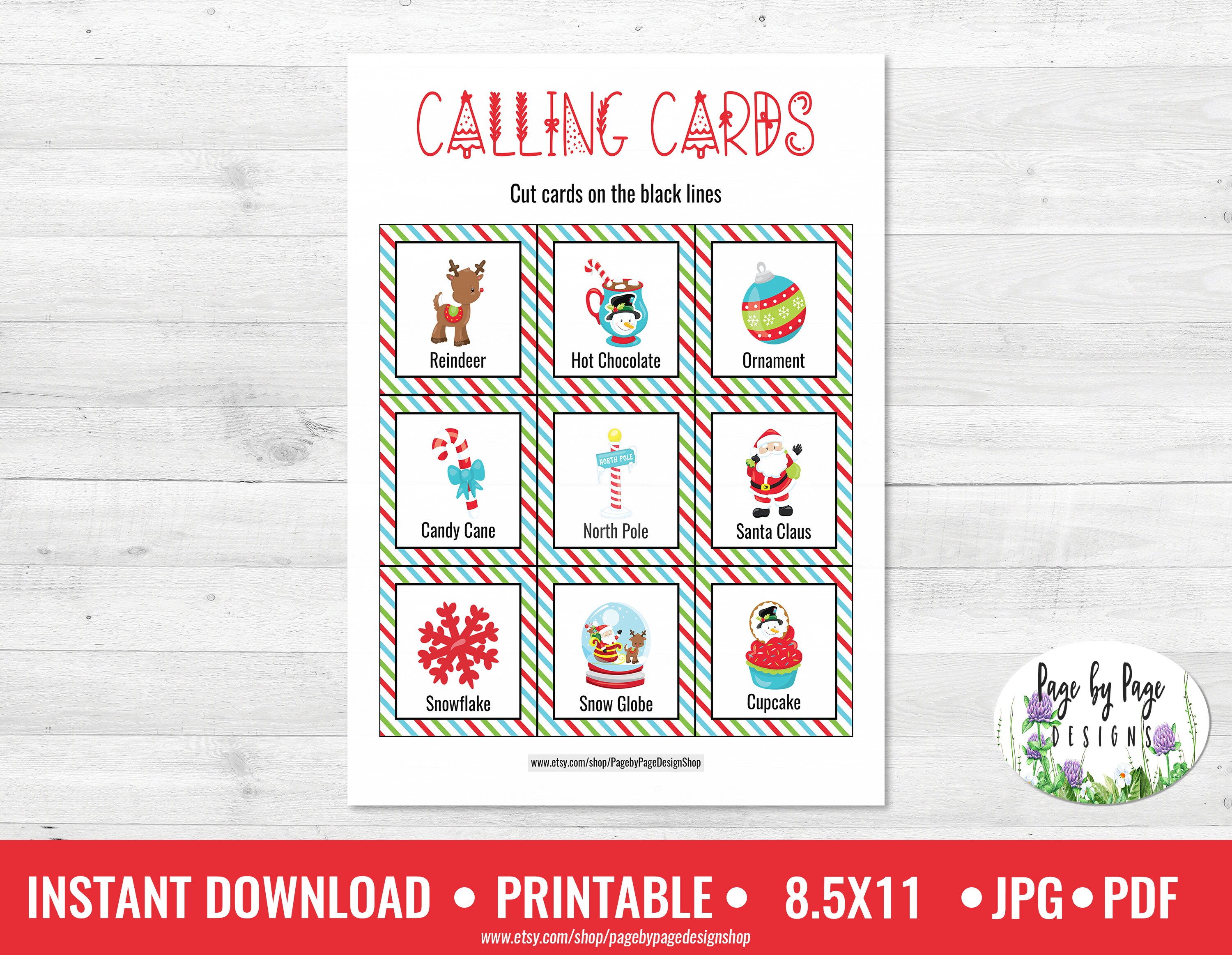 Christmas Bingo Game Printable Letter Size INSTANT DOWNLOAD - Etsy