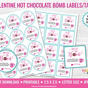Hot Chocolate Bomb Printable Gift Tag Label Valentine's Day Gift Tag ...
