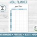 Meal Planner Blue Letter Size Printable -INSTANT DOWNLOAD-001 - Etsy