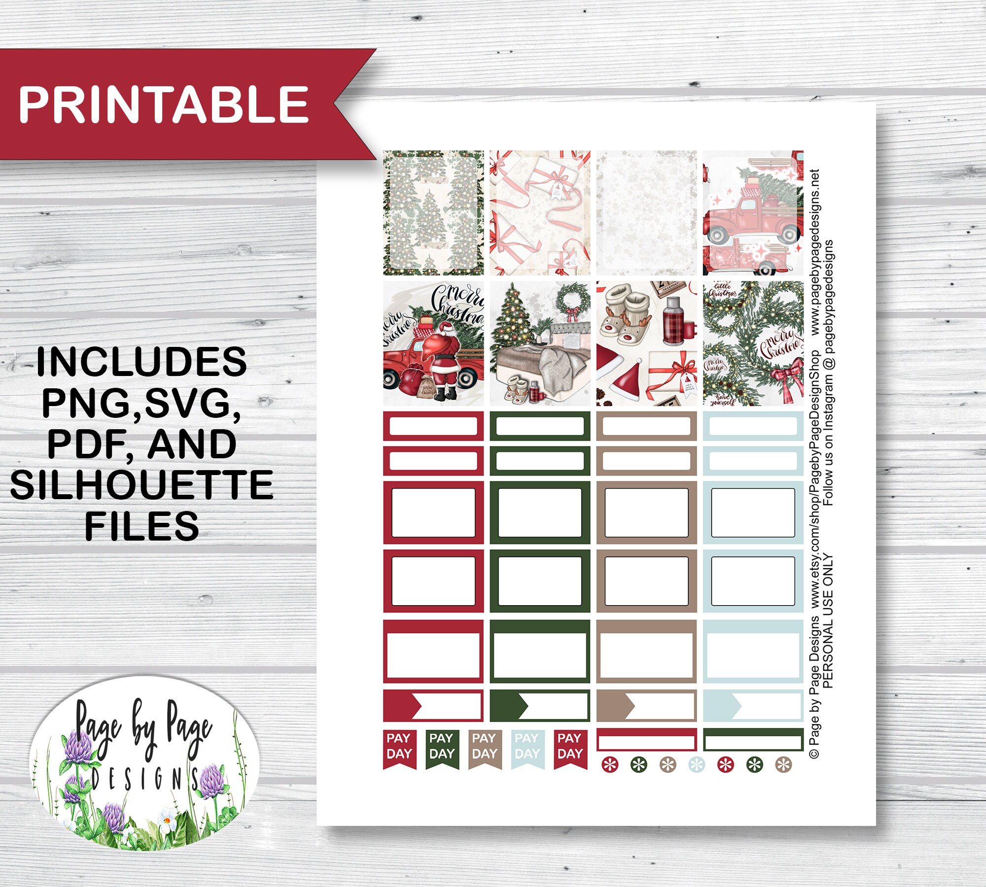 Christmas Planner Sticker Kit Erin Condren Vertical LP Instant Download ...