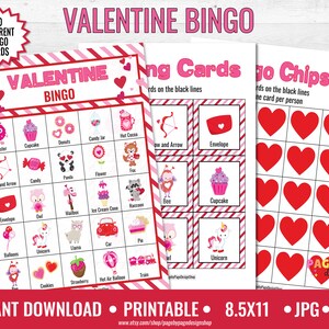 Valentine Bingo Game Printable Letter Size INSTANT DOWNLOAD - Etsy