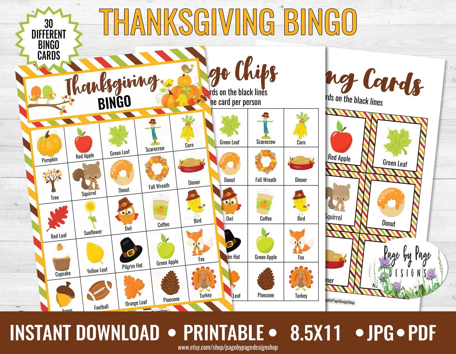 Thanksgiving Bingo Game Printable Letter Size INSTANT DOWNLOAD - Etsy