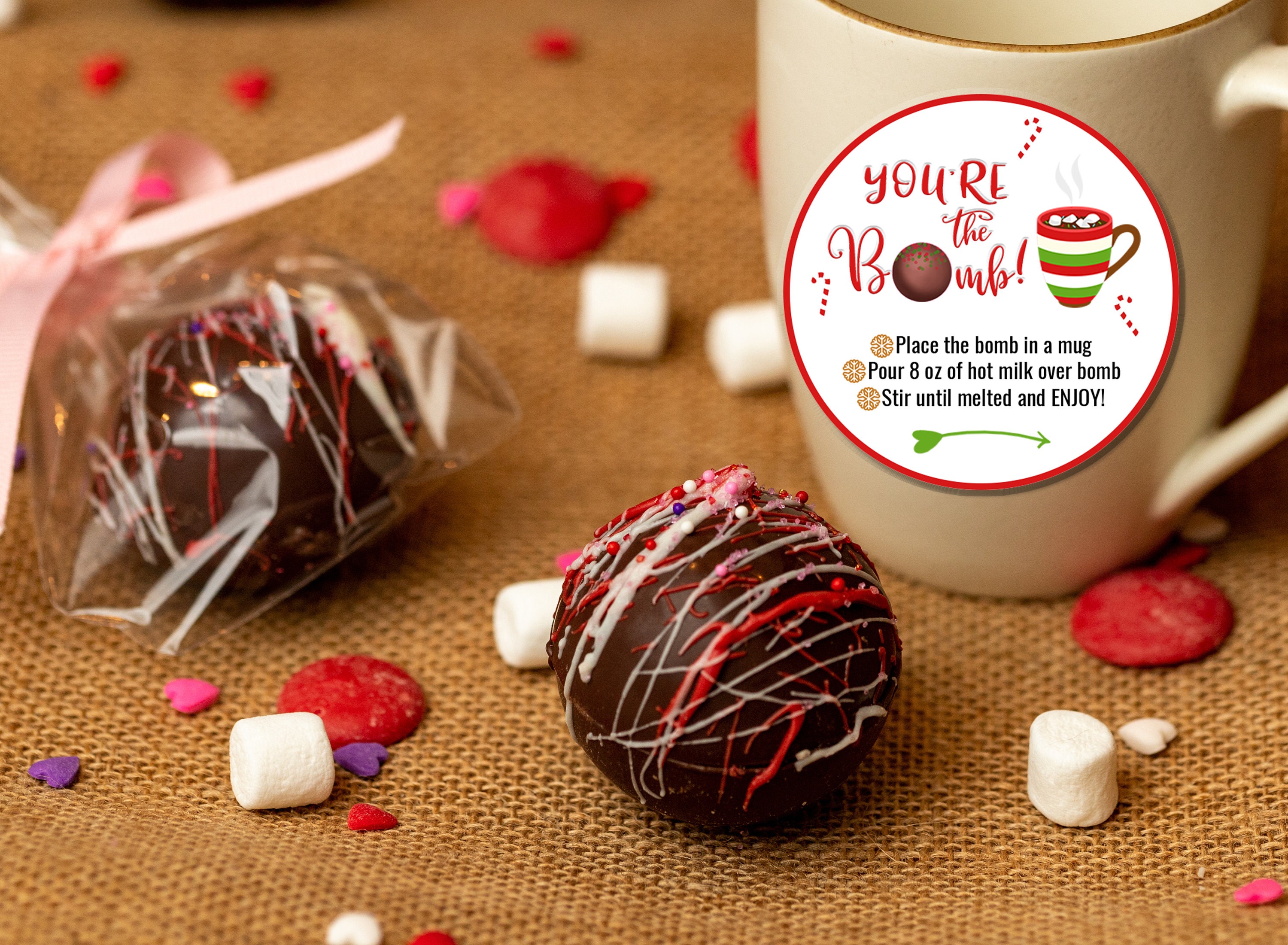 Hot Chocolate Bomb Printable Gift Tag Label Christmas Gift Tag Hot ...