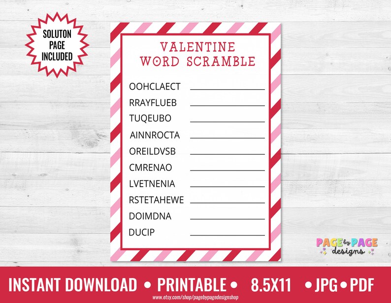 Valentine's Day Puzzles Crossword, Maze, Word Scramble, Wordsearch ...