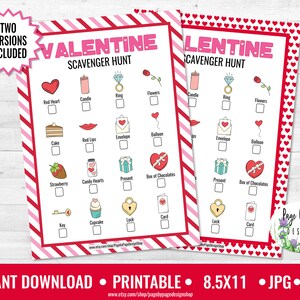 Valentine Day Scavenger Hunt Game Printable INSTANT DOWNLOAD - Etsy