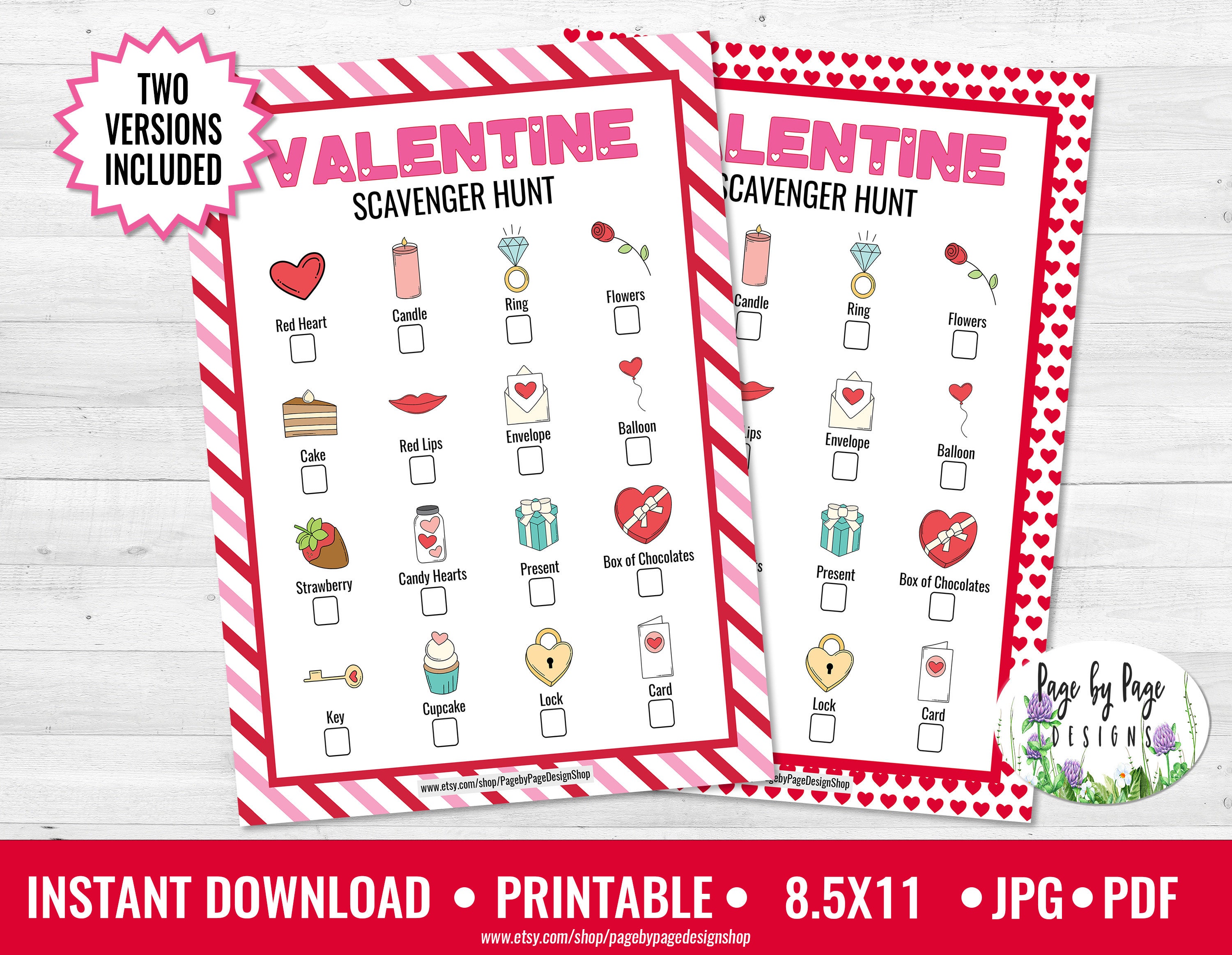 Valentine Day Scavenger Hunt Game Printable INSTANT DOWNLOAD - Etsy
