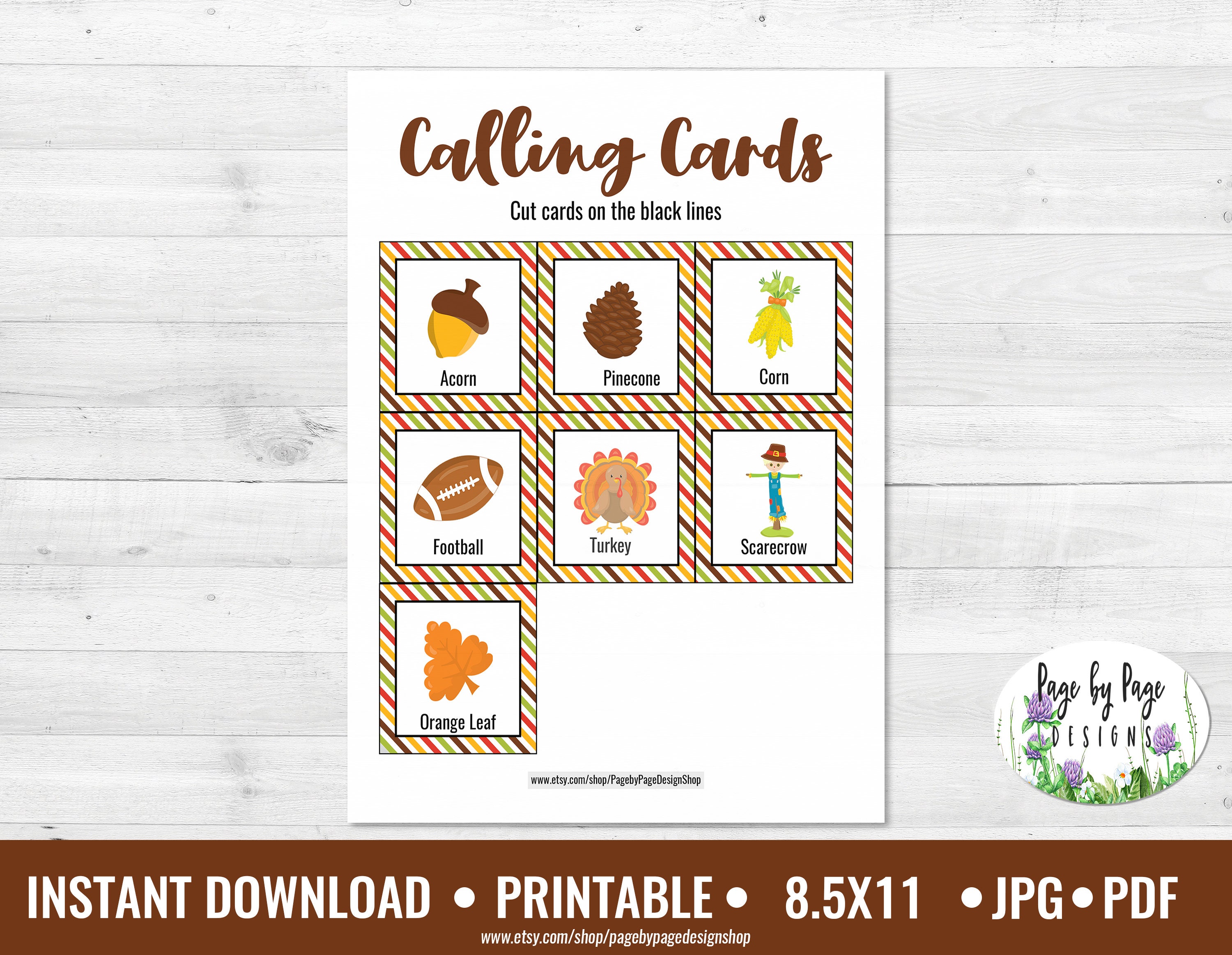 Thanksgiving Bingo Game Printable Letter Size INSTANT DOWNLOAD - Etsy