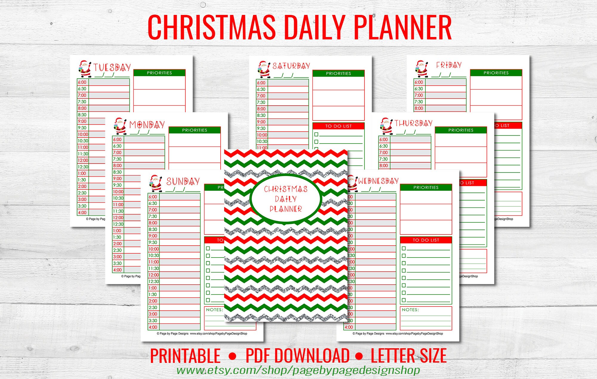 Christmas Daily Planner Letter Size Printable Fillable-instant DOWNLOAD ...