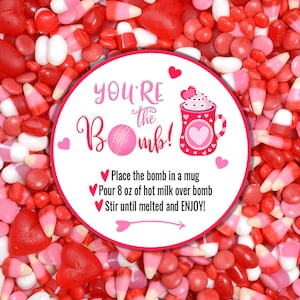 Hot Chocolate Bomb Printable Gift Tag Label Valentine's Day Gift Tag ...