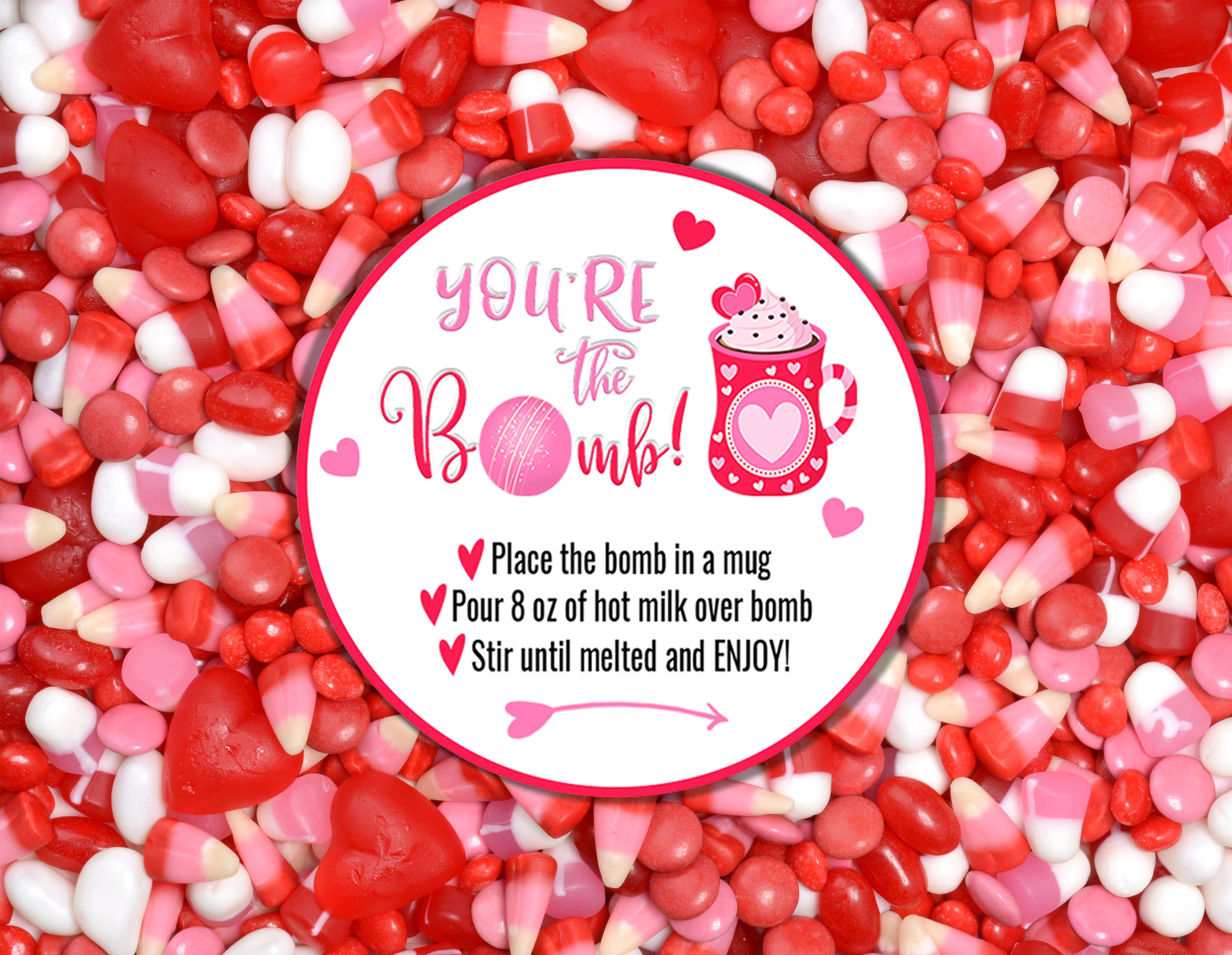 Hot Chocolate Bomb Printable Gift Tag Label Valentine's Day Gift Tag ...
