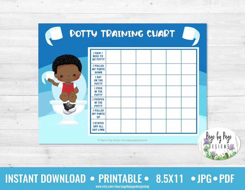 Boys Potty Training Chart Printable Letter Size-instant DOWNLOAD - Etsy