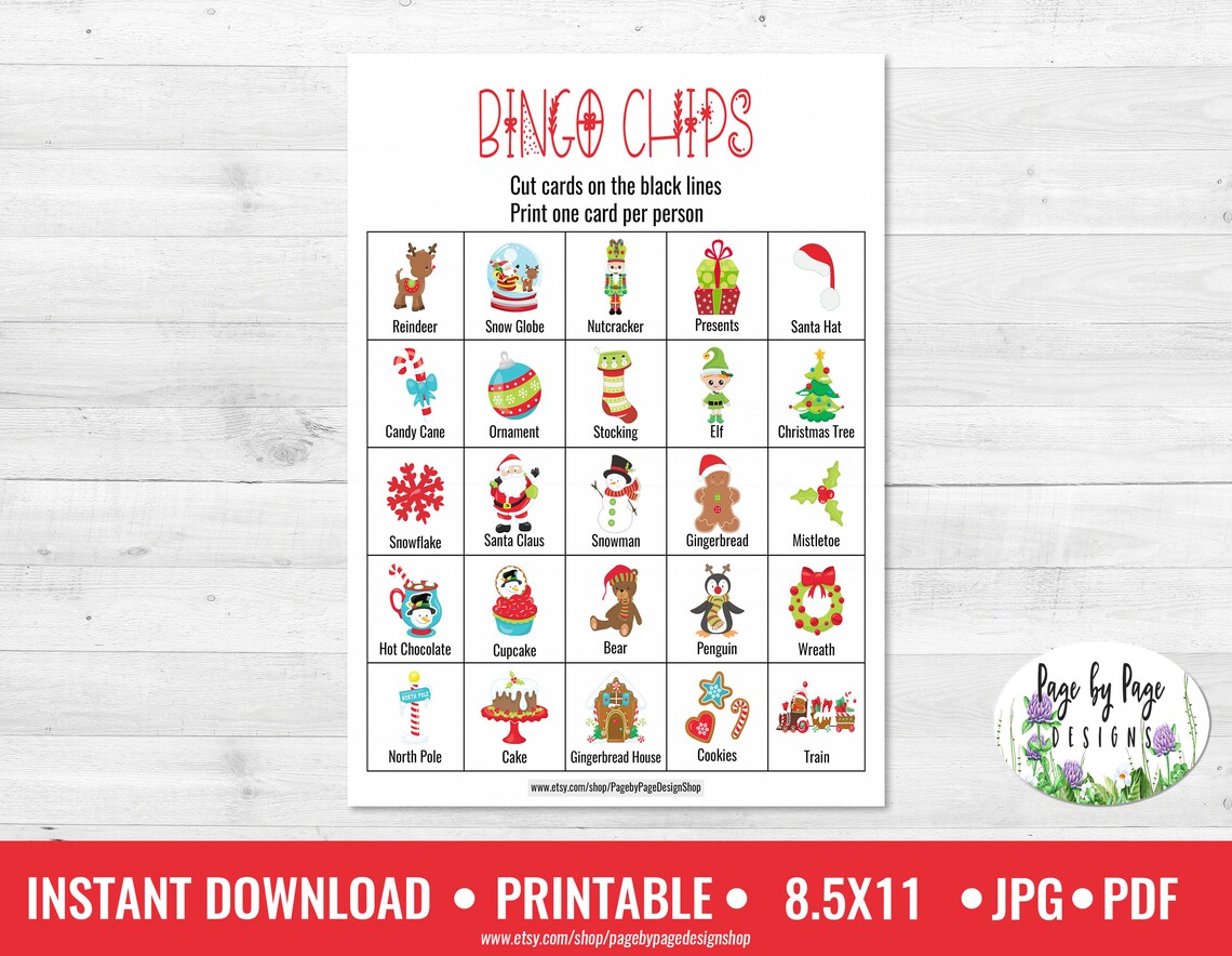 Christmas Bingo Game Printable Letter Size INSTANT DOWNLOAD - Etsy