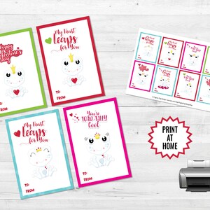 Frog Valentine's Day Cards Kids Printable Cute-instant DOWNLOAD - Etsy