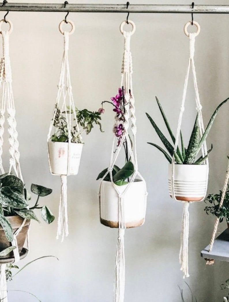 Macrame Plant Hanger Set of 5, Macrame Plant Holders, Hanging Planters ...