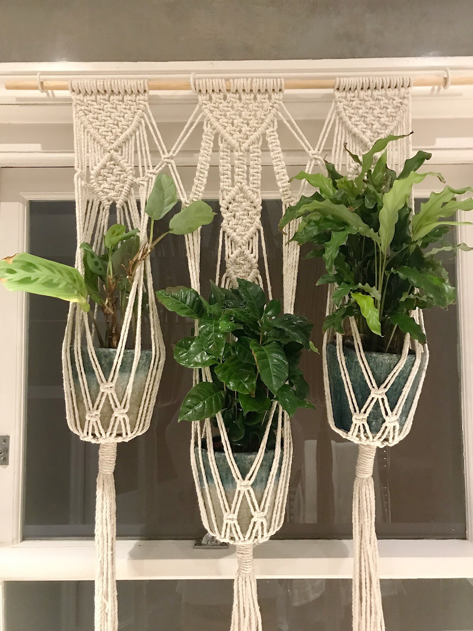 Macrame Wall Hanging, Large Macrame Planter, Triple Plant Hanger, Boho ...