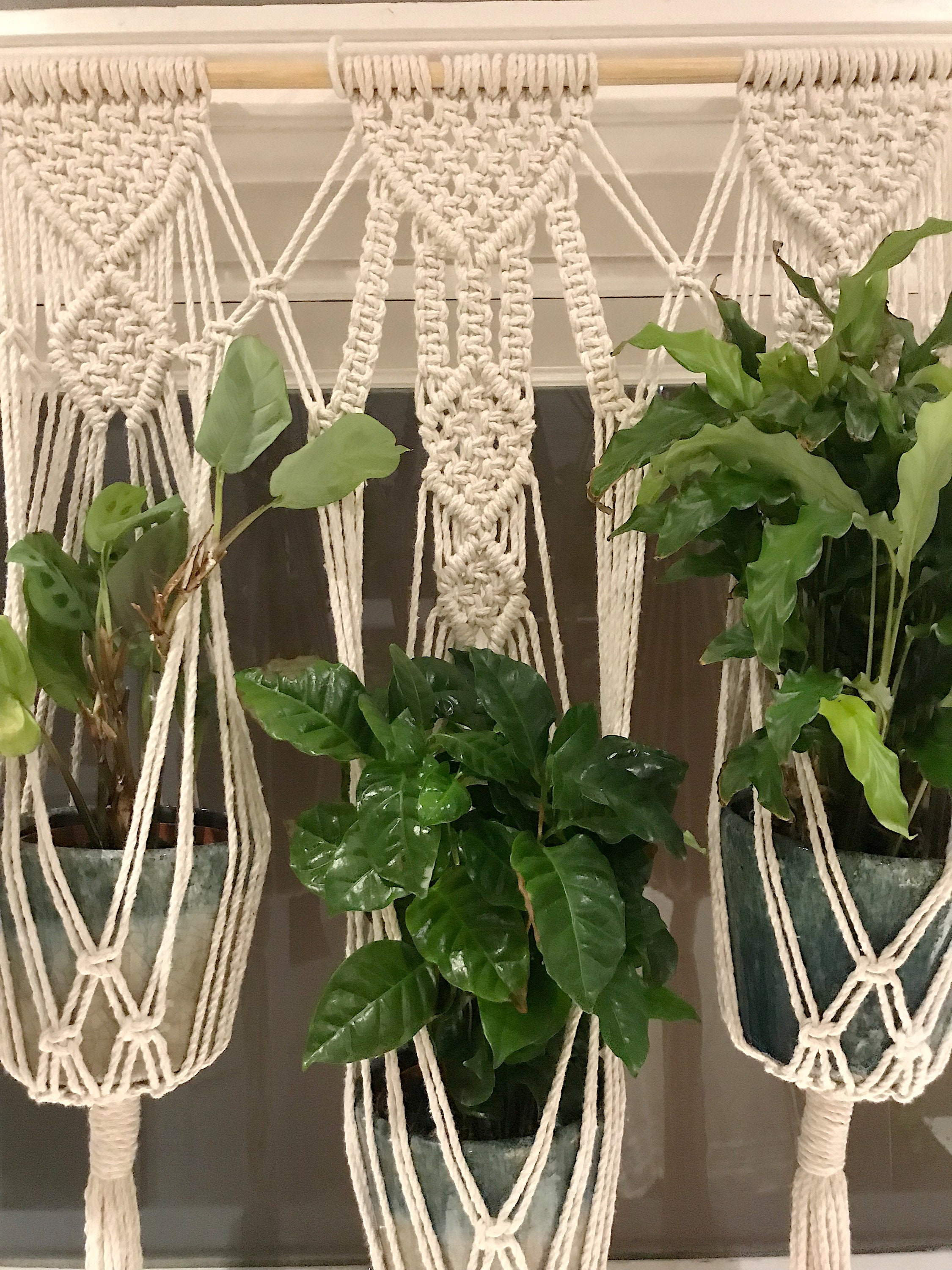 Macrame Wall Hanging, Large Macrame Planter, Triple Plant Hanger, Boho ...