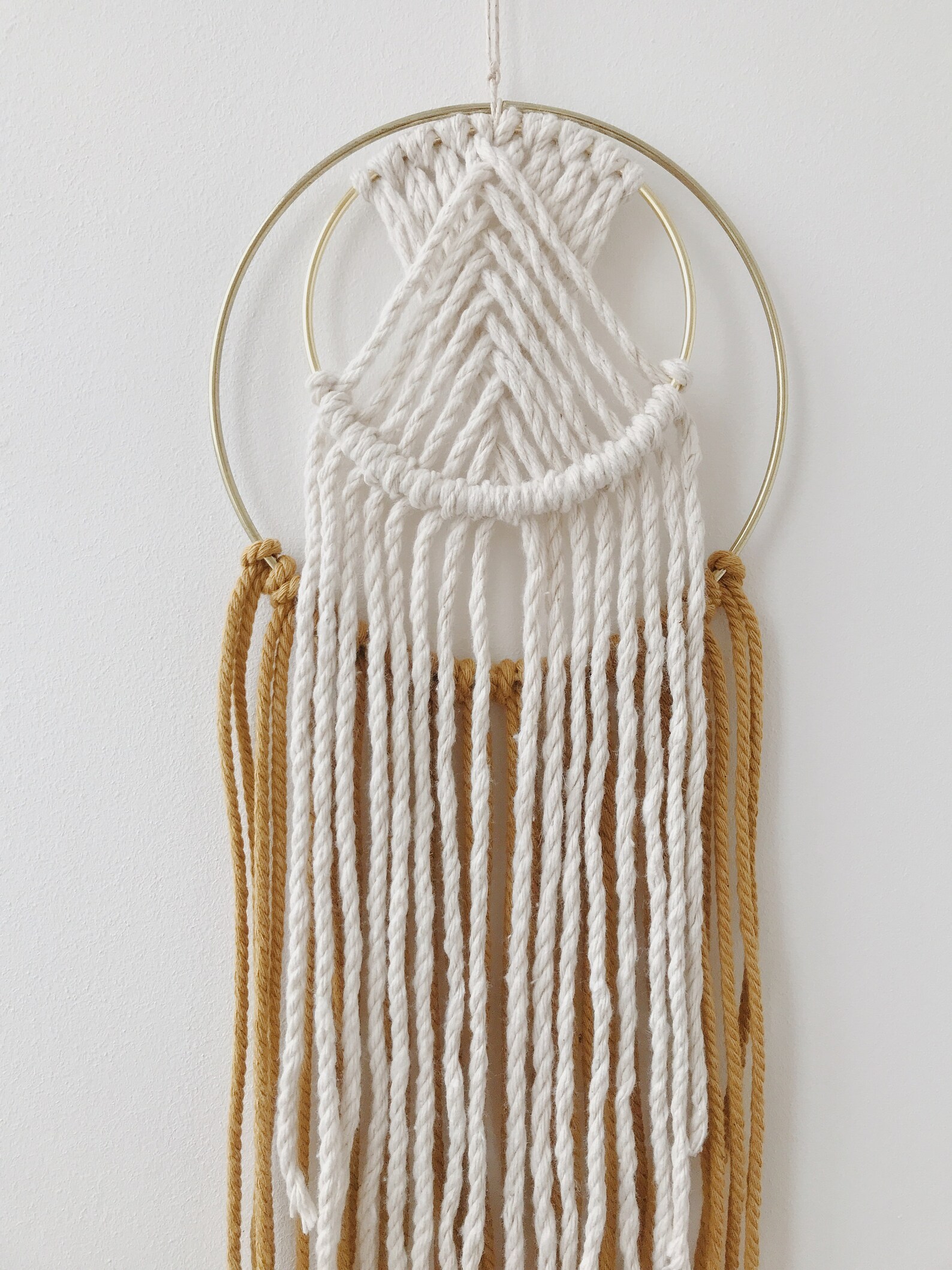 Macrame Wall Hanging Boho Décor Gold Ring Wall Art Mustard - Etsy