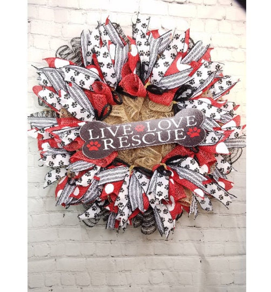 Dog Lover Wreath, Pet Rescue Wreath, Dog Decor, Front Door Decor, Live ...