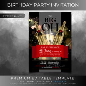 40th Birthday Flyer, DIY Editable Flyer, Birthday Party, Download and ...