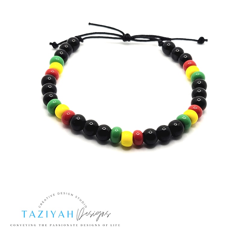 Rasta Bead Bracelet - Etsy
