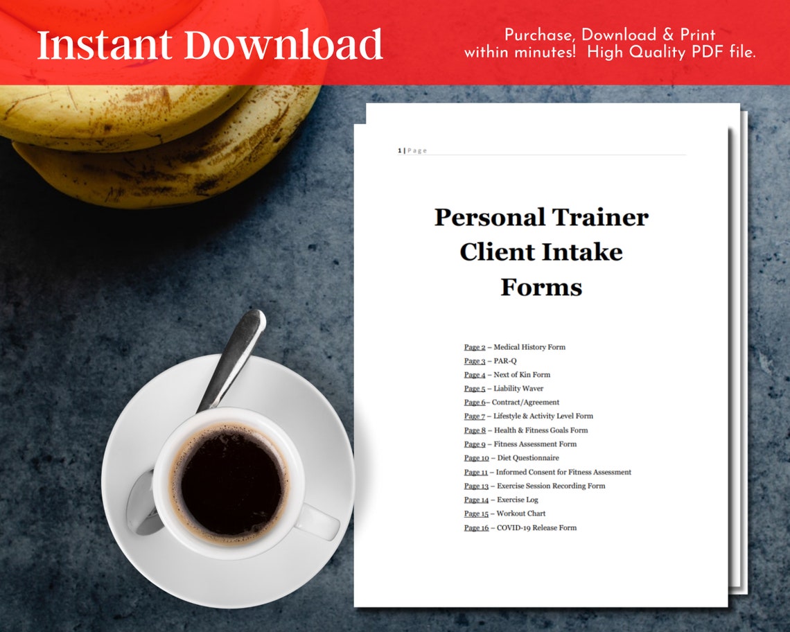 Printable Personal Trainer Client Intake Forms - Etsy