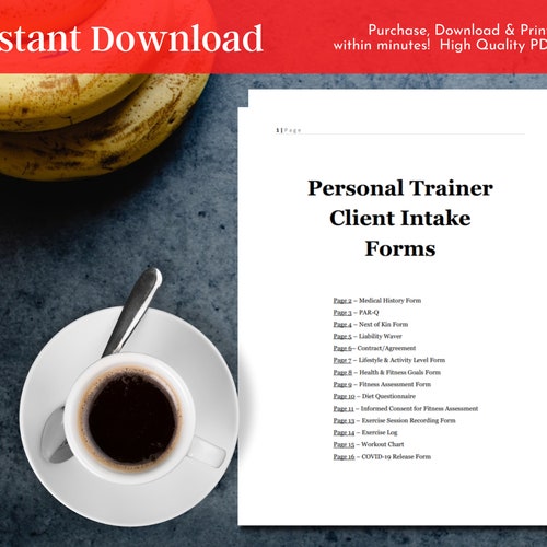 Printable Personal Trainer Client Intake Forms | Etsy