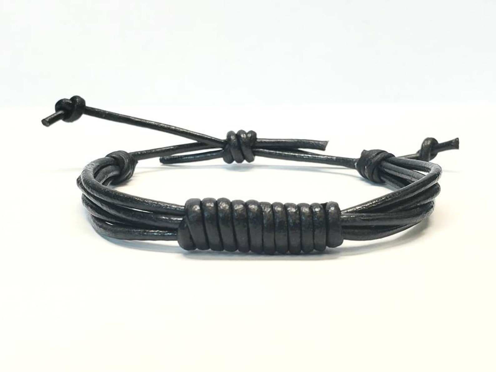 Leather adjustable bracelet Unisex Leather Bracelet | Etsy