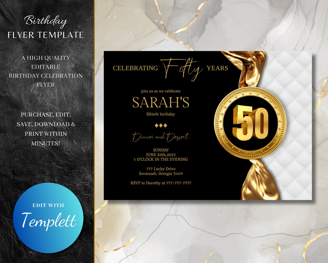 50th Birthday Flyer Template Read Description First Before Purchase - Etsy