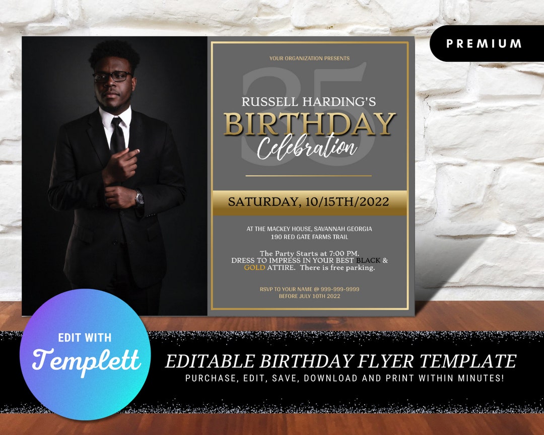 Birthday Flyer Template DIY Editable Flyer Birthday Party - Etsy