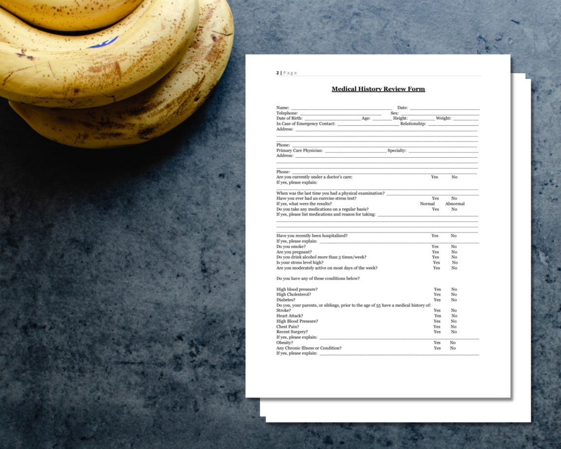 Printable Personal Trainer Client Intake Forms - Etsy