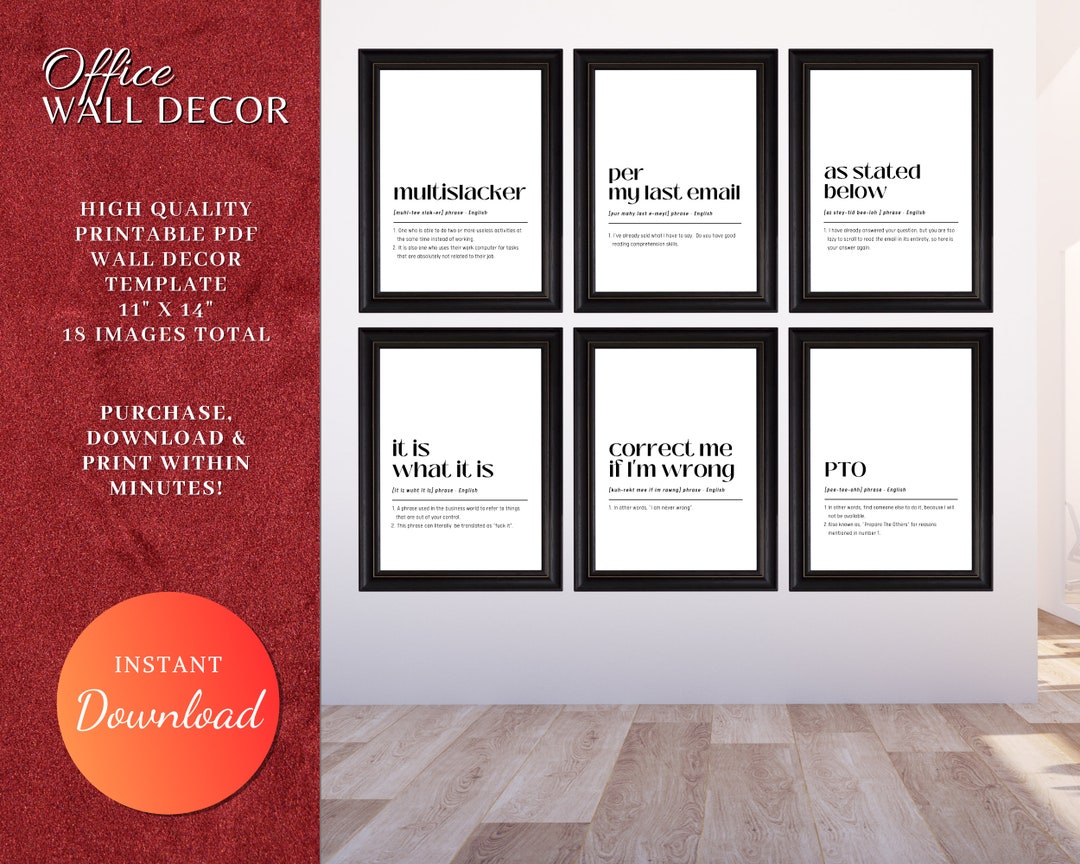 Office Wall Decor, Workspace Vocabulary, Instant Download, Printable ...