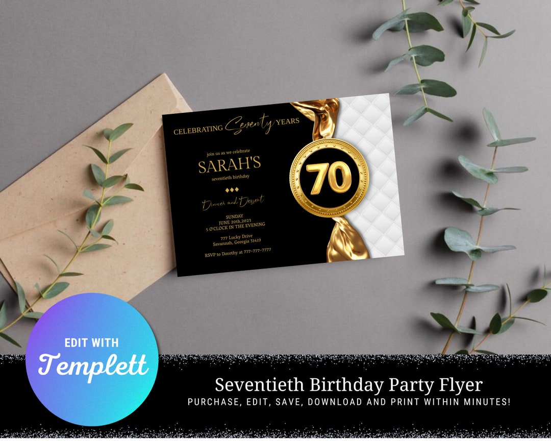 70th Birthday Party Flyer Template Read Description First Before ...