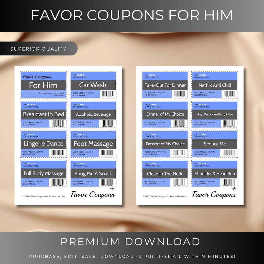 Downloadable Love Coupons | Favor Coupons | Intimate Coupons | Coupons ...