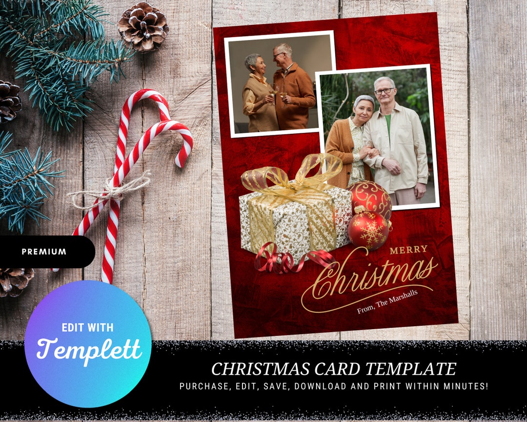 Editable Christmas Card Template - Etsy