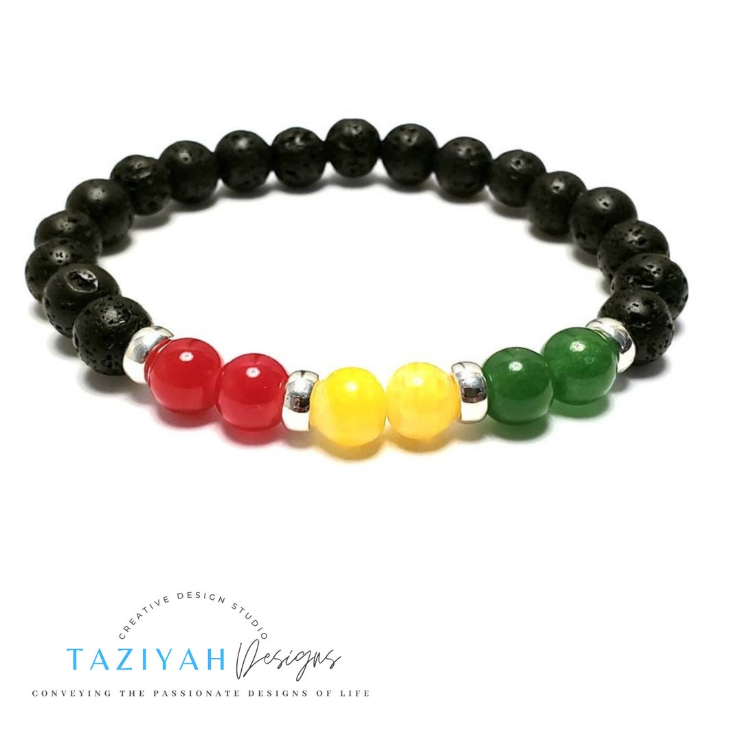 Rasta Bracelet, Rastafari Jewelry, Lava Beads - Etsy