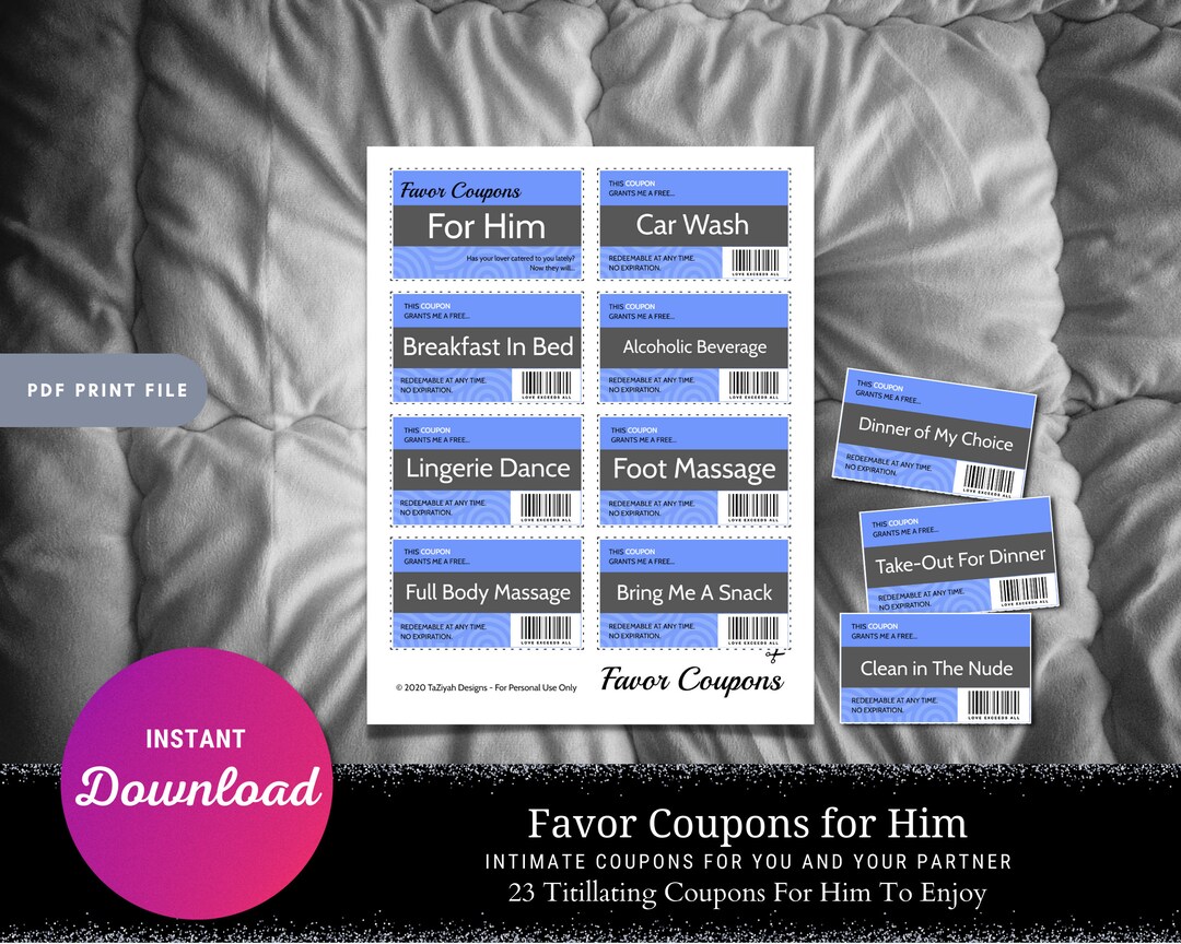 Downloadable Love Coupons Favor Coupons Intimate Coupons - Etsy