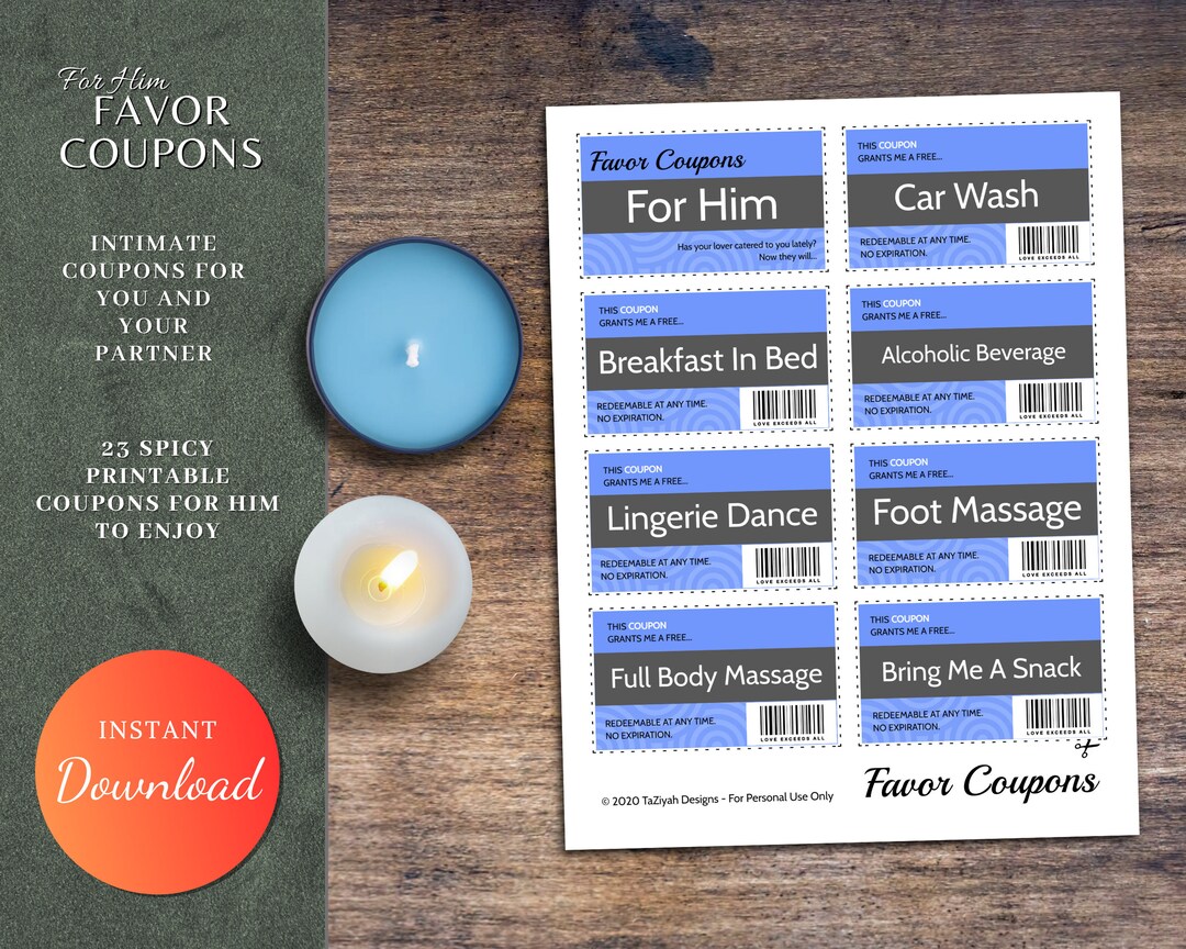 Downloadable Love Coupons Favor Coupons Intimate Coupons Coupons for ...